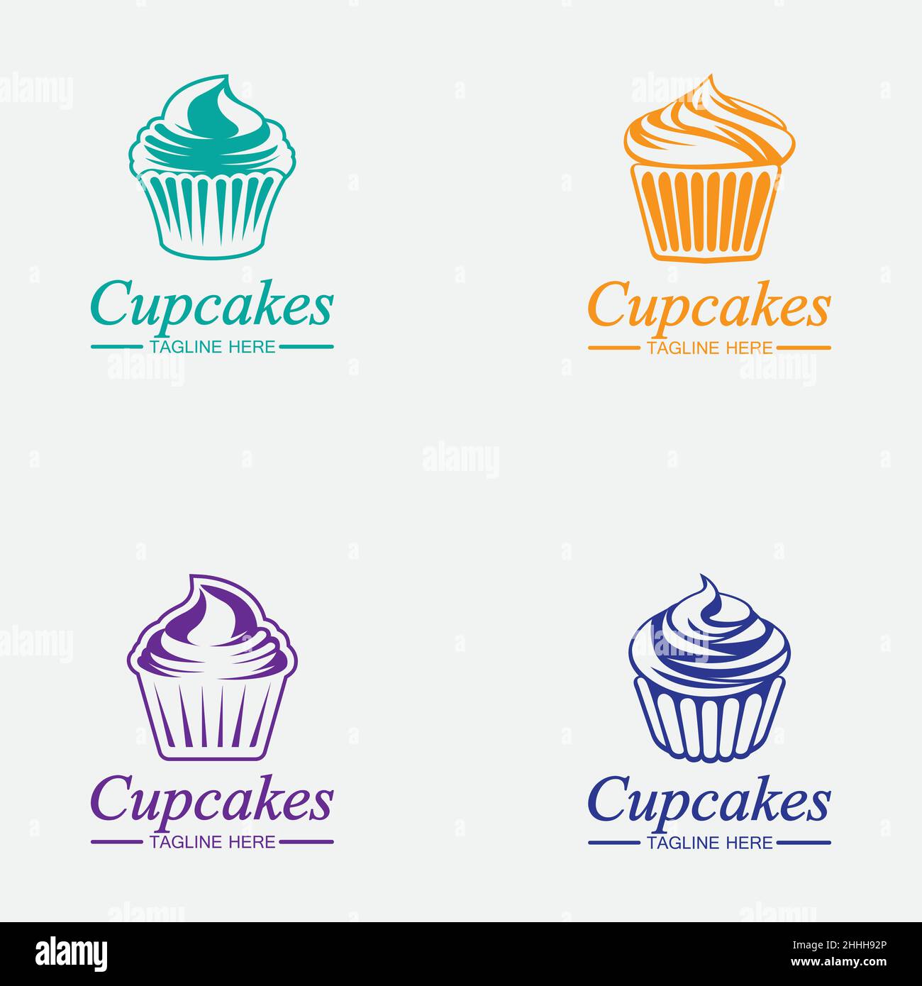 Set Cupcake Logo design vector template. Cupcakes bakery icon Stock ...