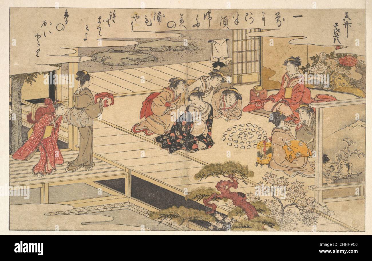 Girls Playing a Game with Shells 1790 Kitagawa Utamaro Japanese. Girls ...