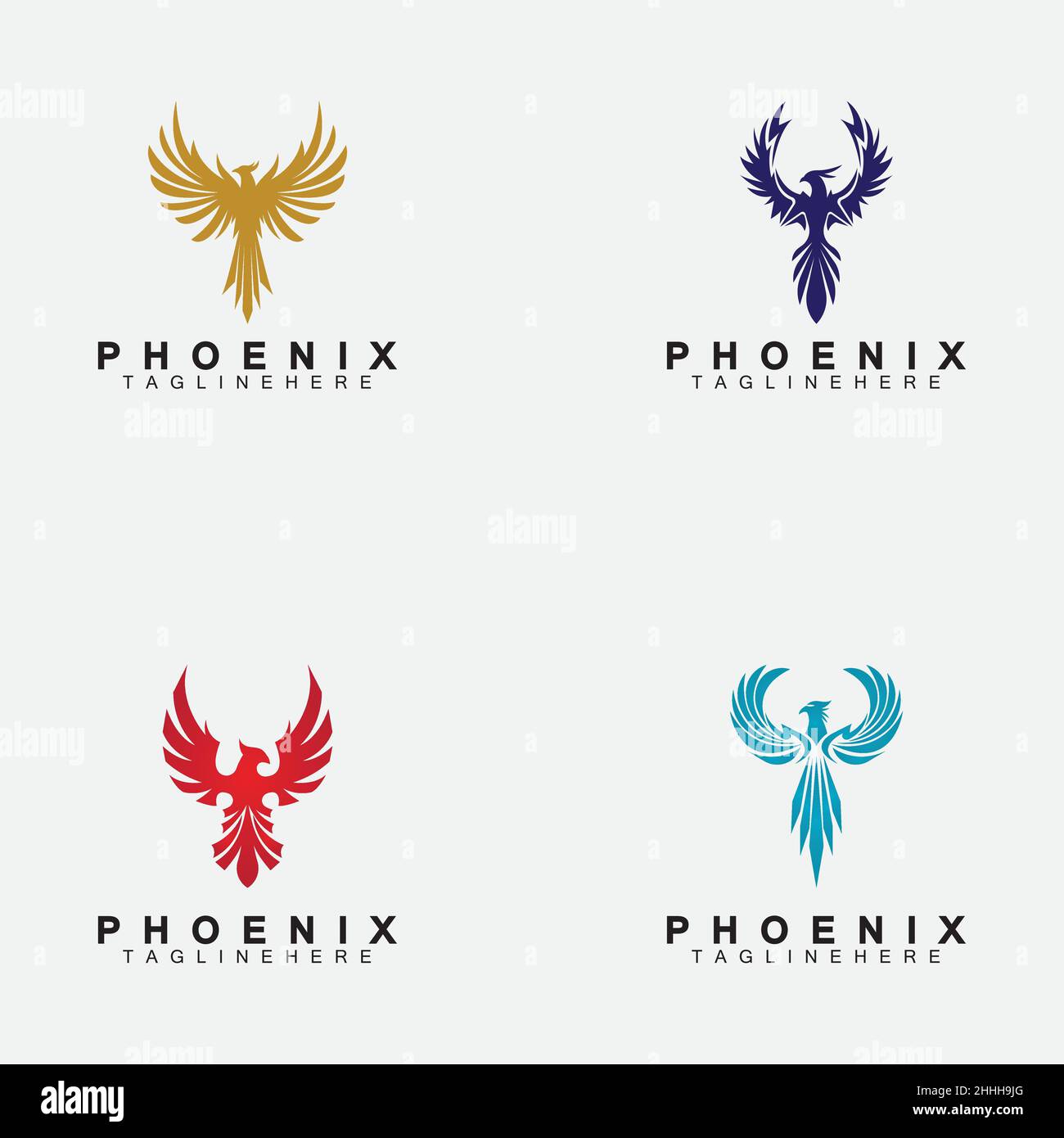 Set Phoenix logo Vector Illustration Design Template Stock Vector Image ...