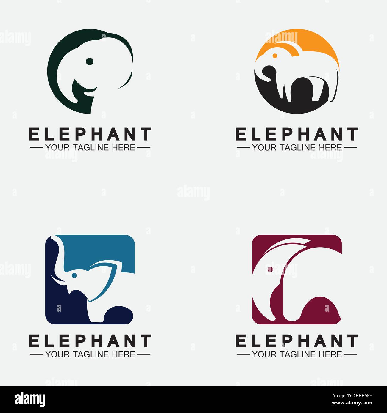 Set Elephant Logo Vector Illustrator Design Template Stock Vector Image ...