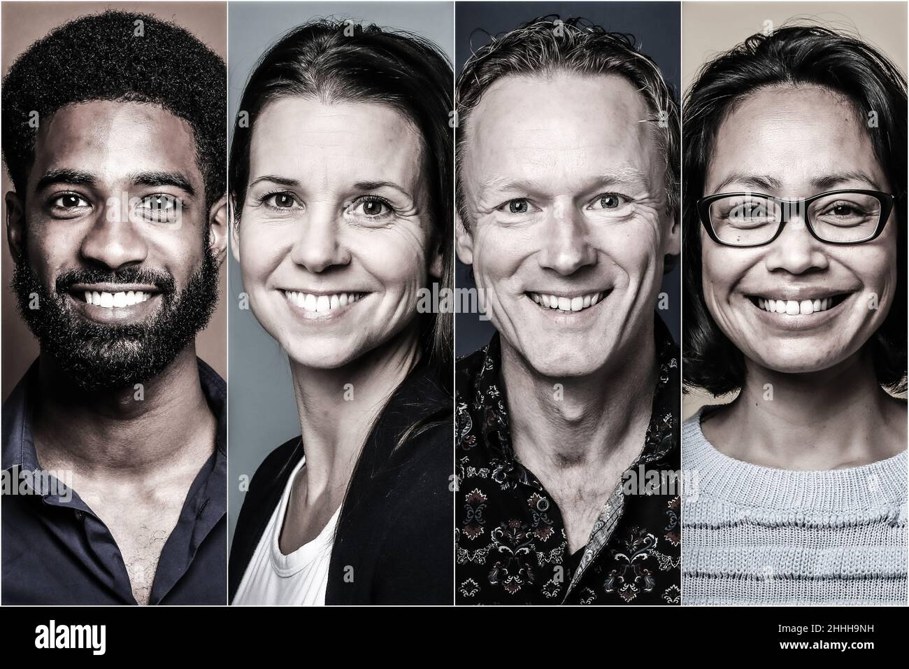 Group of people in a collage Stock Photo - Alamy