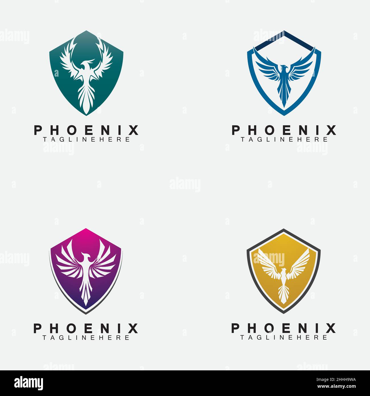 Set Phoenix logo Vector Illustration Design Template Stock Vector Image ...