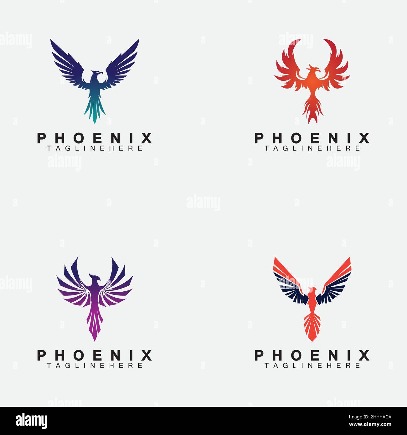 Set Phoenix logo Vector Illustration Design Template Stock Vector Image ...