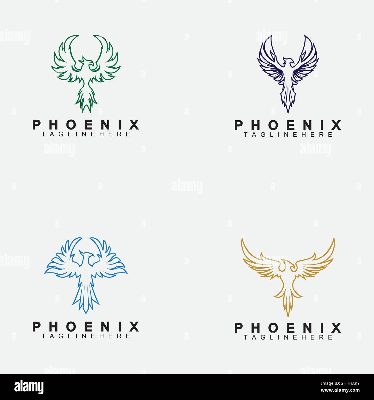 Set Phoenix logo Vector Illustration Design Template Stock Vector Image ...