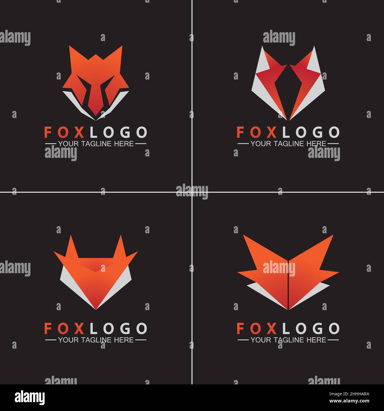 Set Fox logo Vector illustration design template Stock Vector Image ...