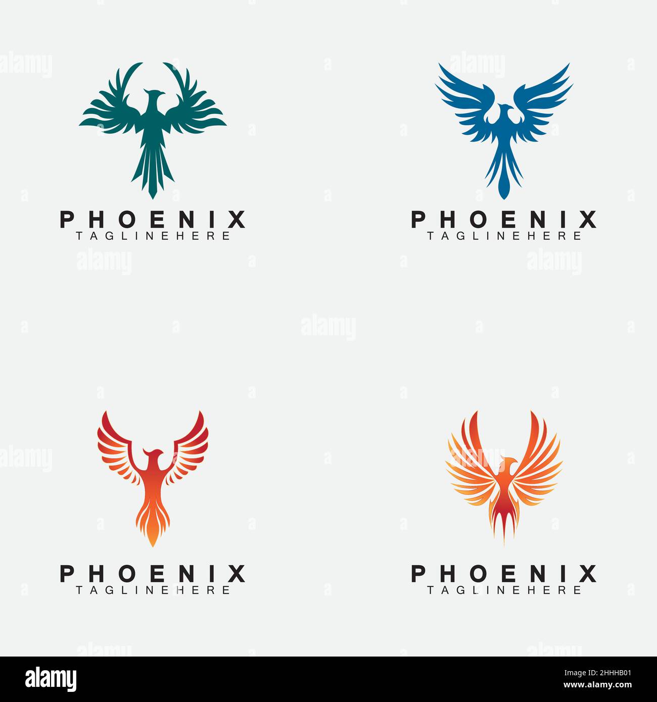 Set Phoenix logo Vector Illustration Design Template Stock Vector Image ...
