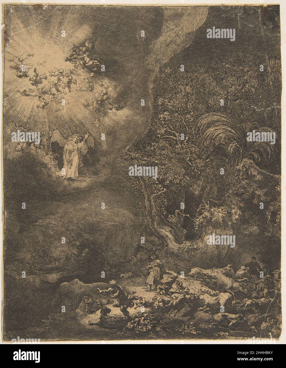 The Angel Appearing to the Shepherds 1634 Rembrandt (Rembrandt van Rijn ...