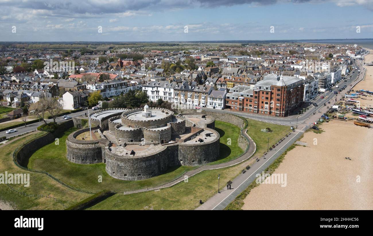 Deal casltle Kent UK Aerial of Town and seafront Stock Photo - Alamy