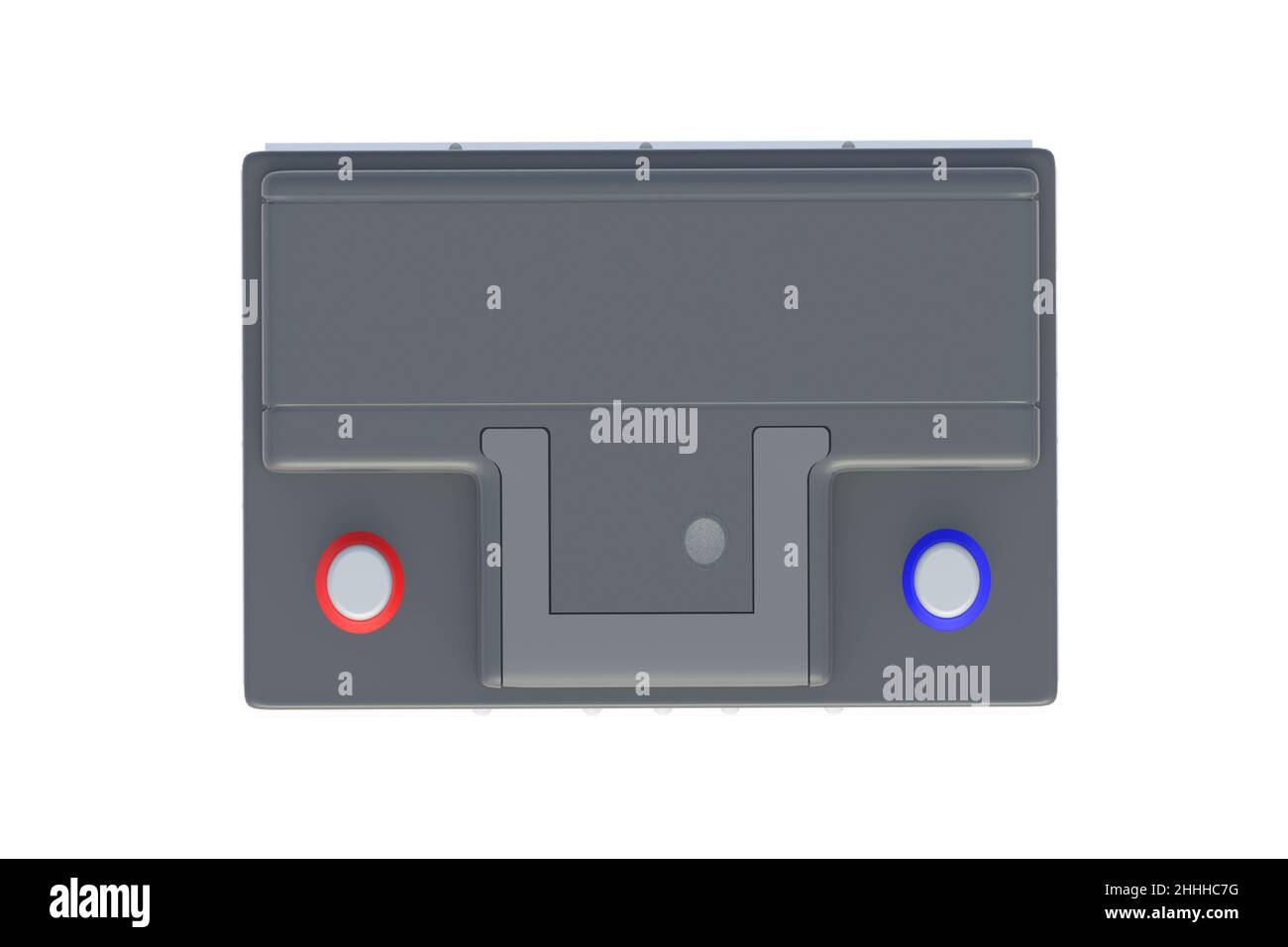 Auto battery isolated on white background. Top view. 3d render Stock ...