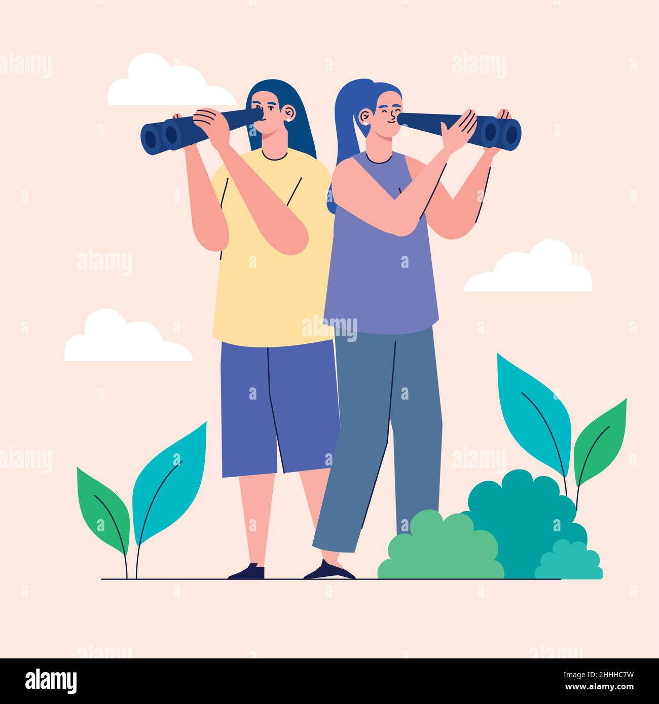 two girls searching characters Stock Vector Image & Art - Alamy