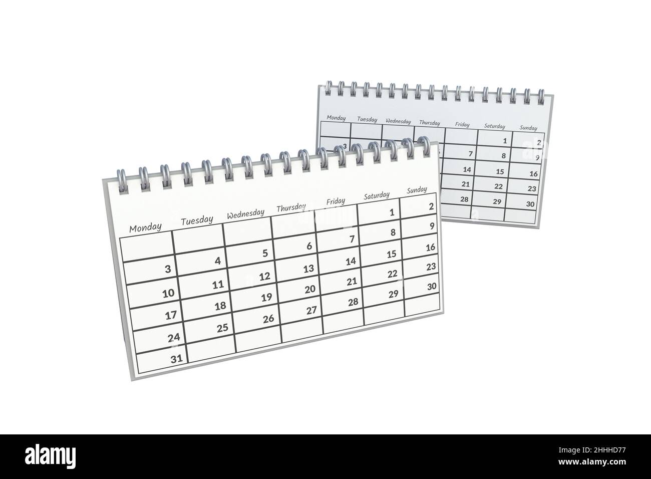 Paper calendar isolated on white background. 3d render Stock Photo - Alamy
