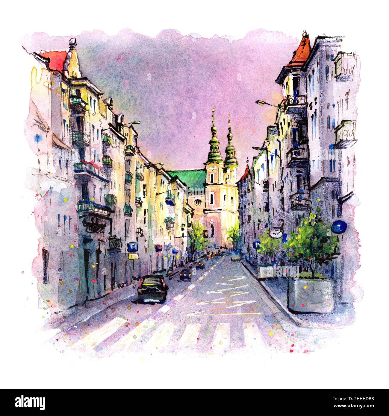 City Scene Drawing Coloured