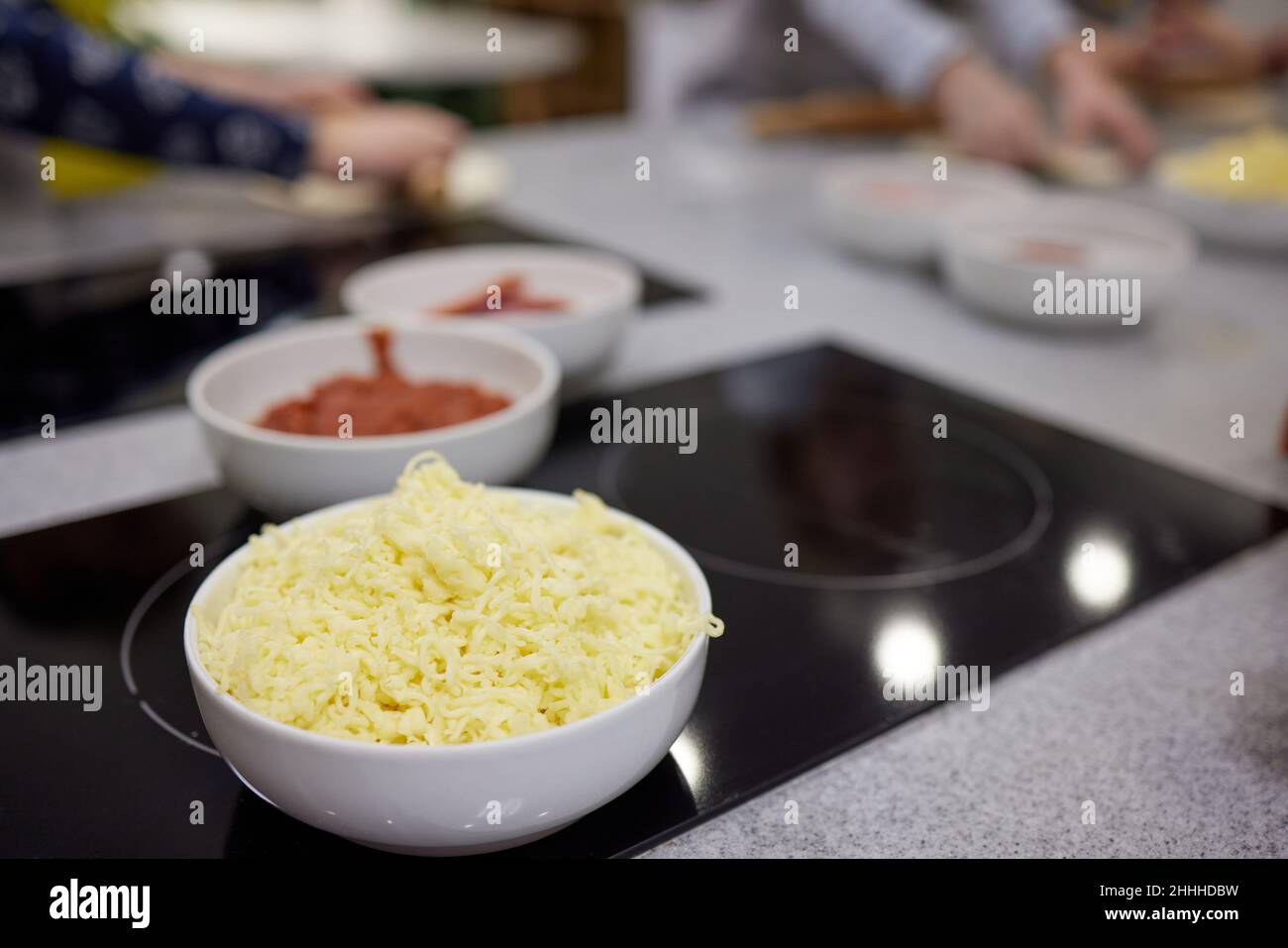 Pizza baking master class for children. Children's birthday Stock Photo ...