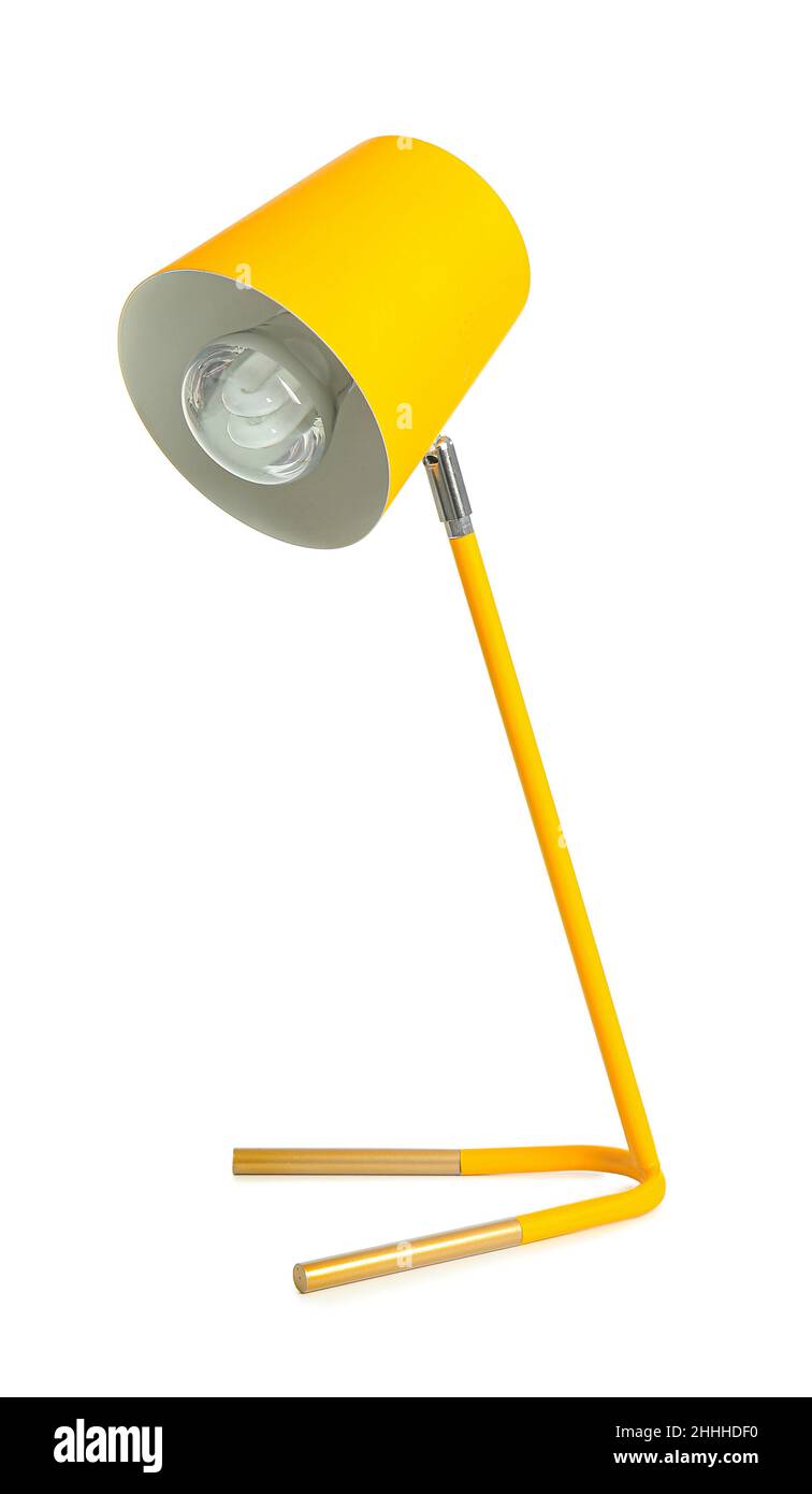 Modern yellow lamp on white background Stock Photo - Alamy