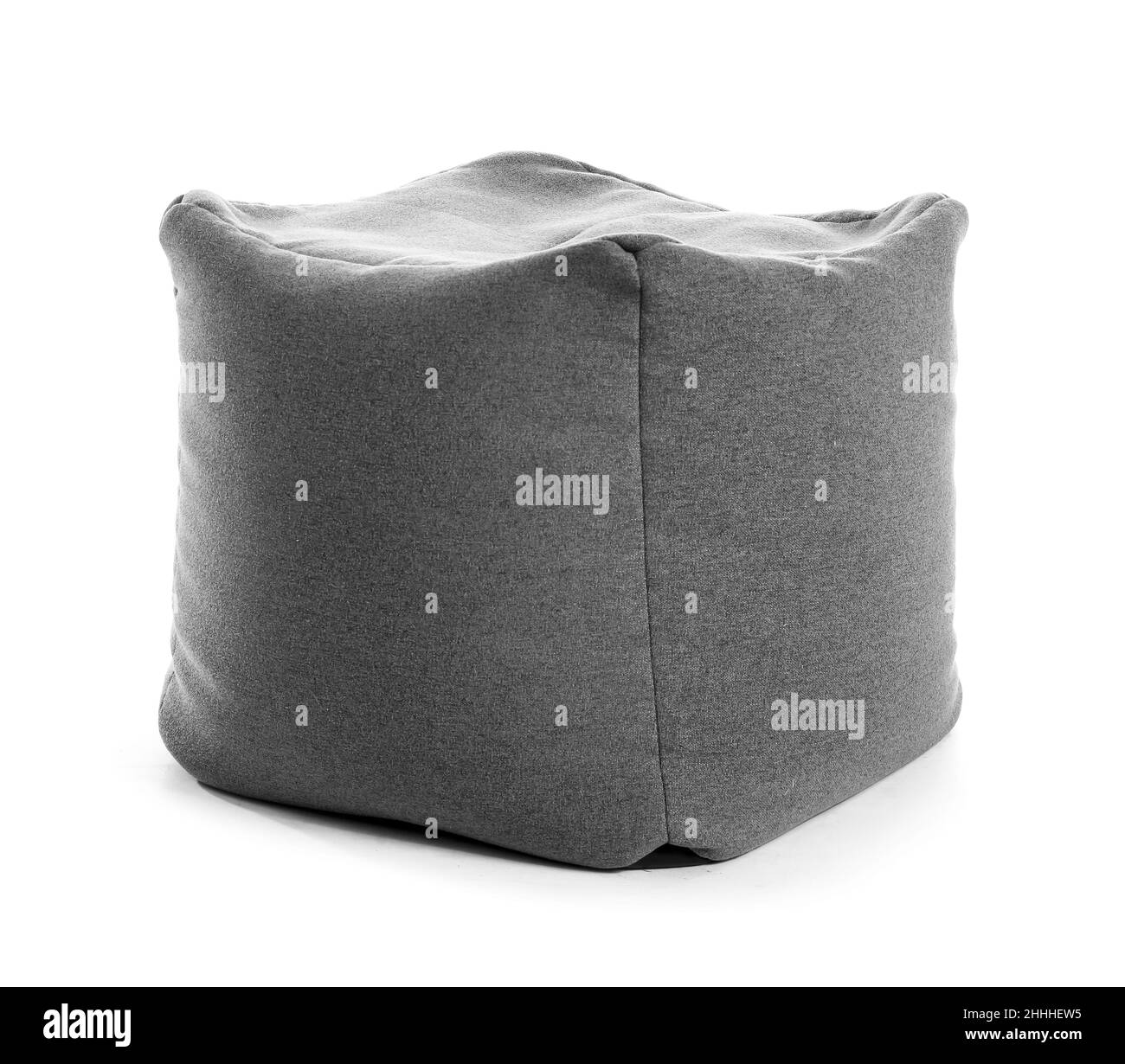 Modern fabric pouf on white background Stock Photo - Alamy