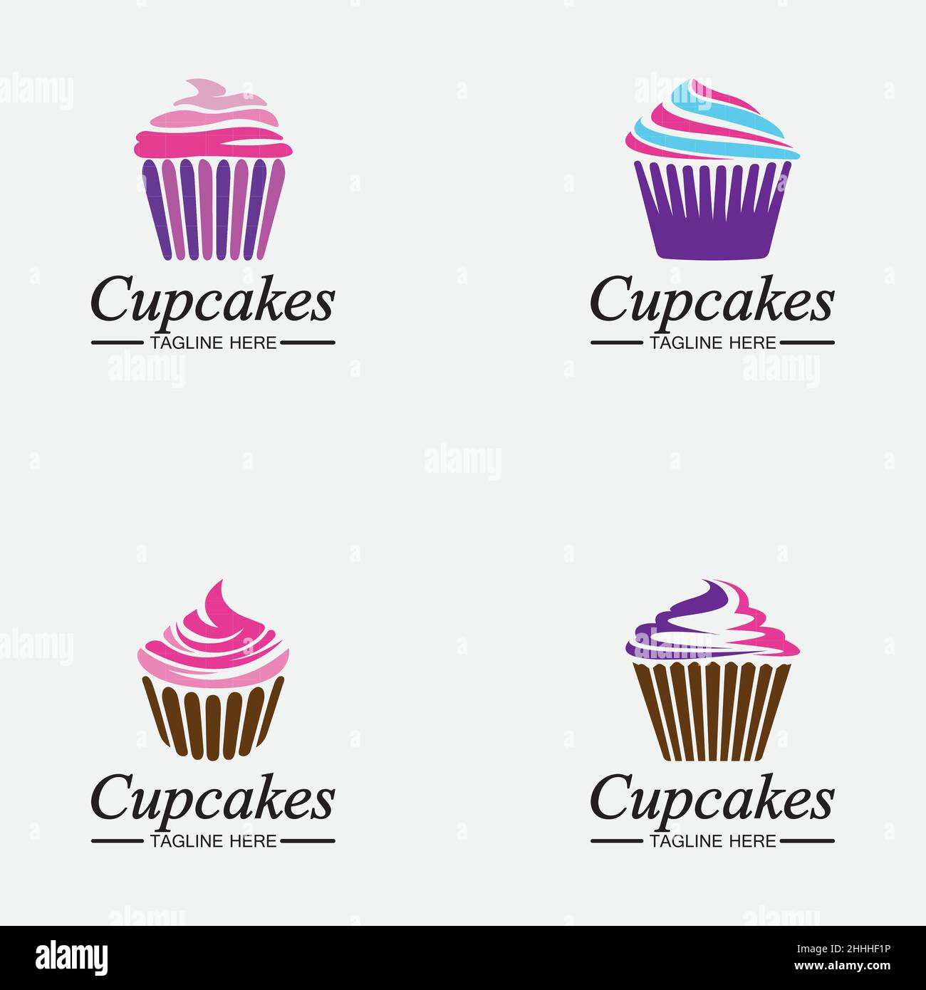 Set Cupcake Logo design vector template. Cupcakes bakery icon Stock ...