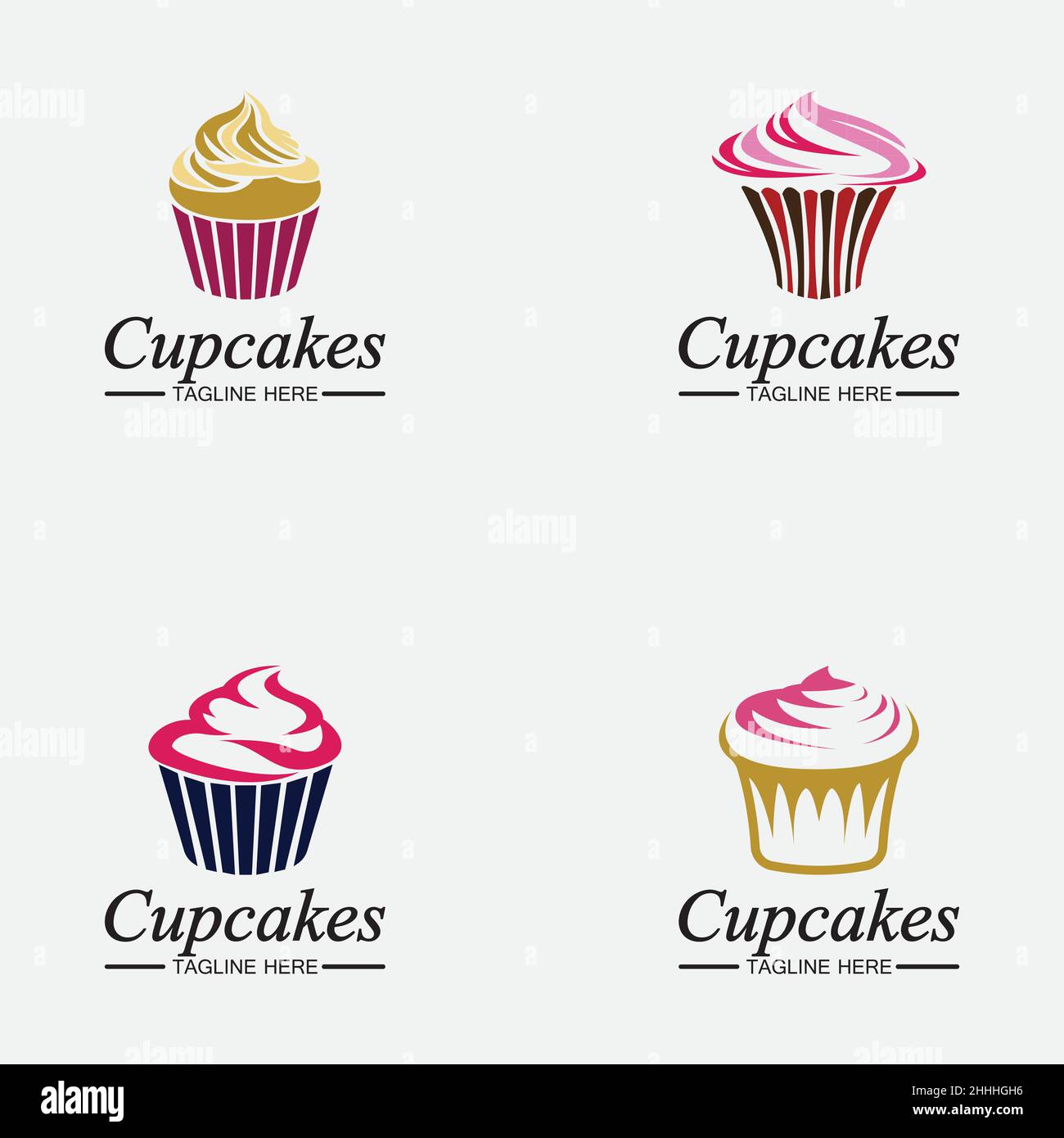 Set Cupcake Logo design vector template. Cupcakes bakery icon Stock ...