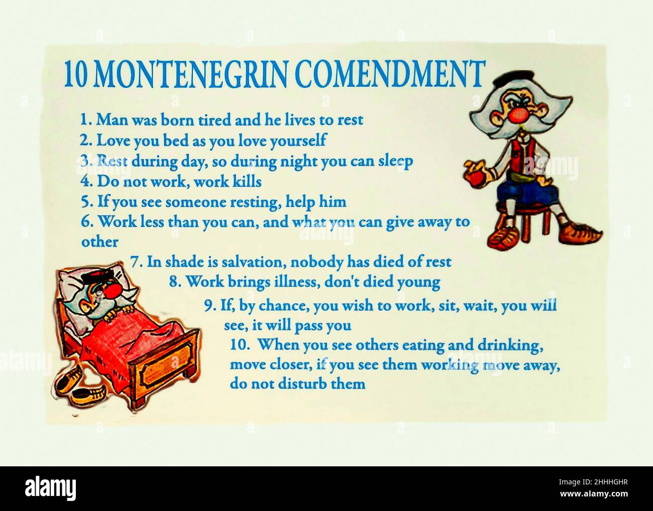 10 Montenegrin Commandments, humorous, sign, words, text, funny ...