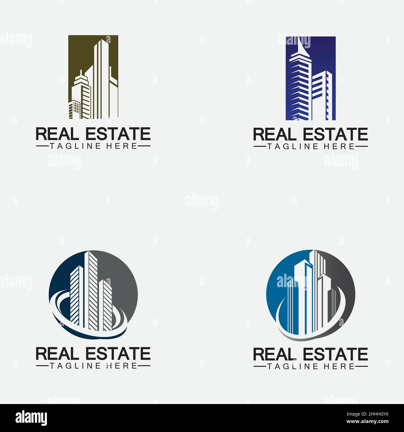 Set Real Estate Business Logo Template, Building, Property Development ...
