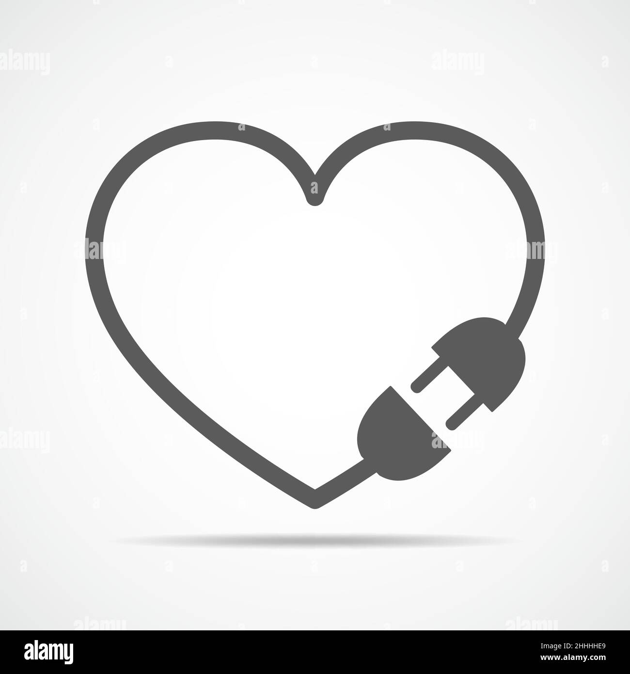 Electric cable, plug and socket in the form of the heart. Vector ...