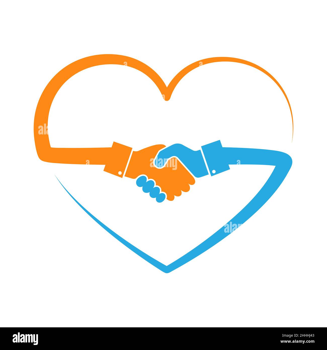 Abstract handshake icon. Handshake sign inside in the heart, on white ...