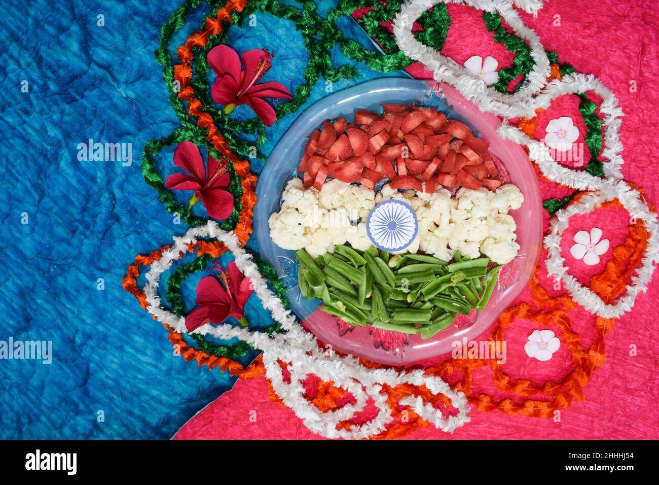 Flag of India with chopped vegetables. Republic day and independence ...