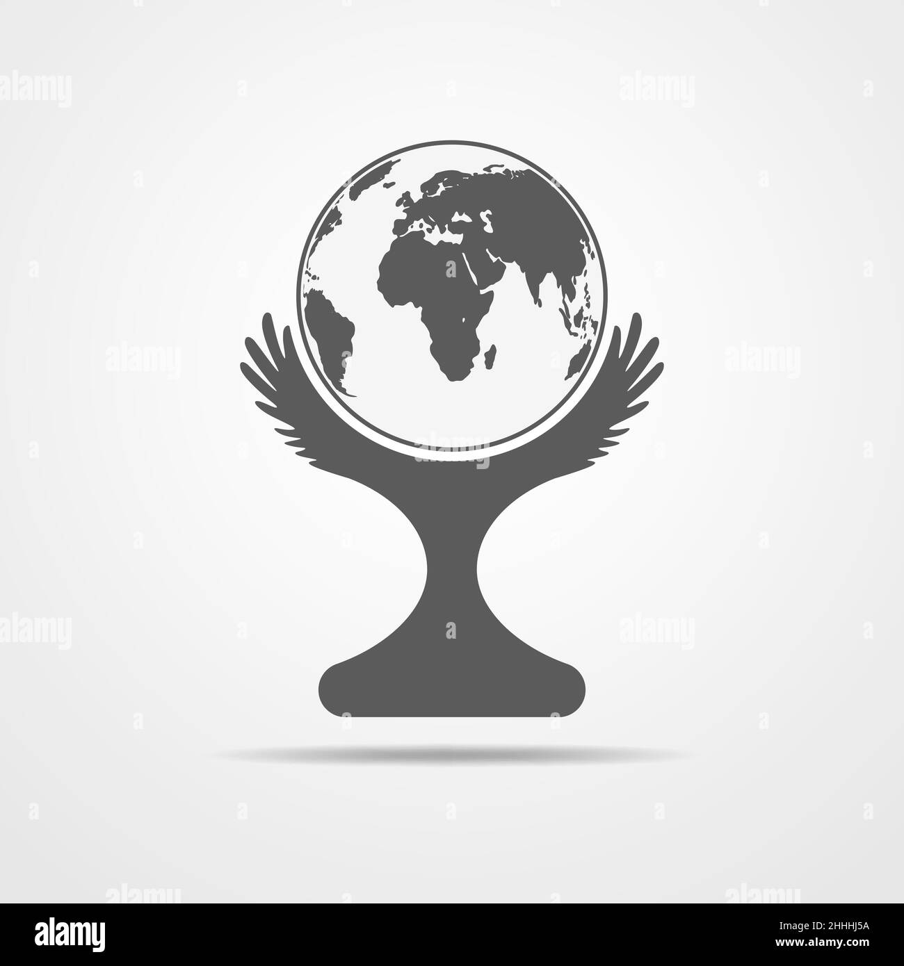 Winner cup icon with Earth Globe, in flat design. Vector illustration ...
