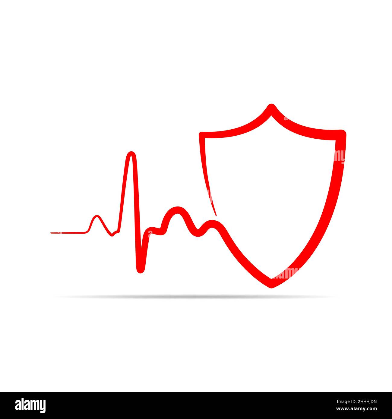 Shield icon with heartbeat sign, isolated. Vector illustration. Concept ...