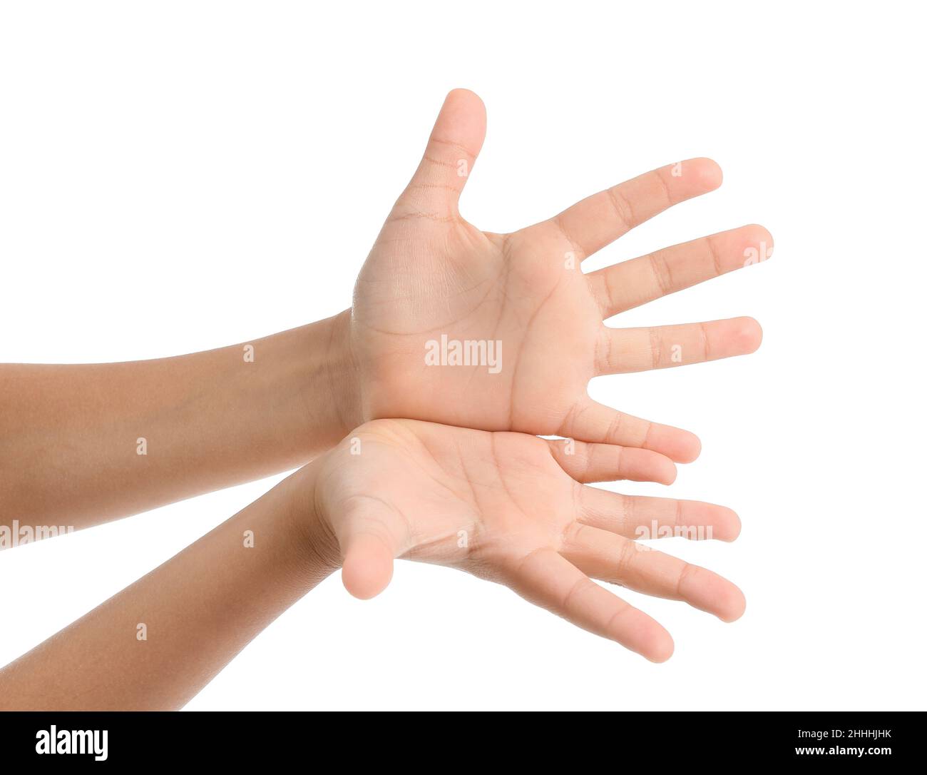 Child's hands on white background Stock Photo - Alamy