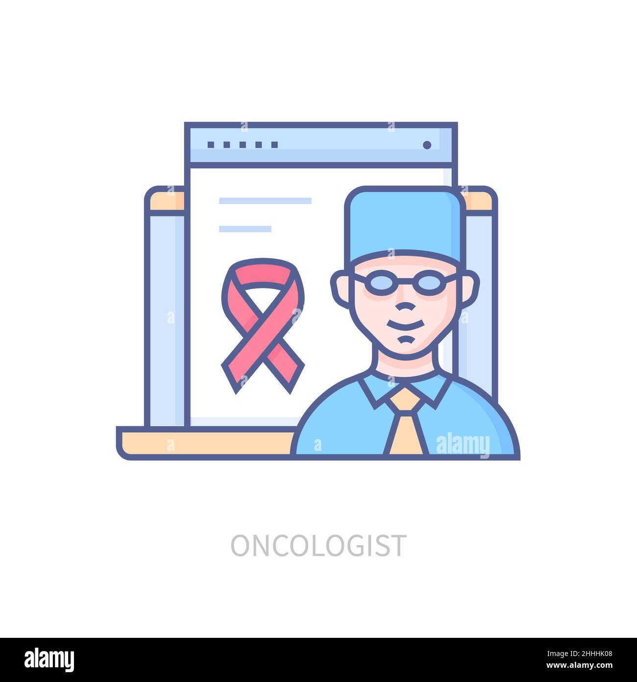 Oncologist - modern colorful line design style icon on white background ...