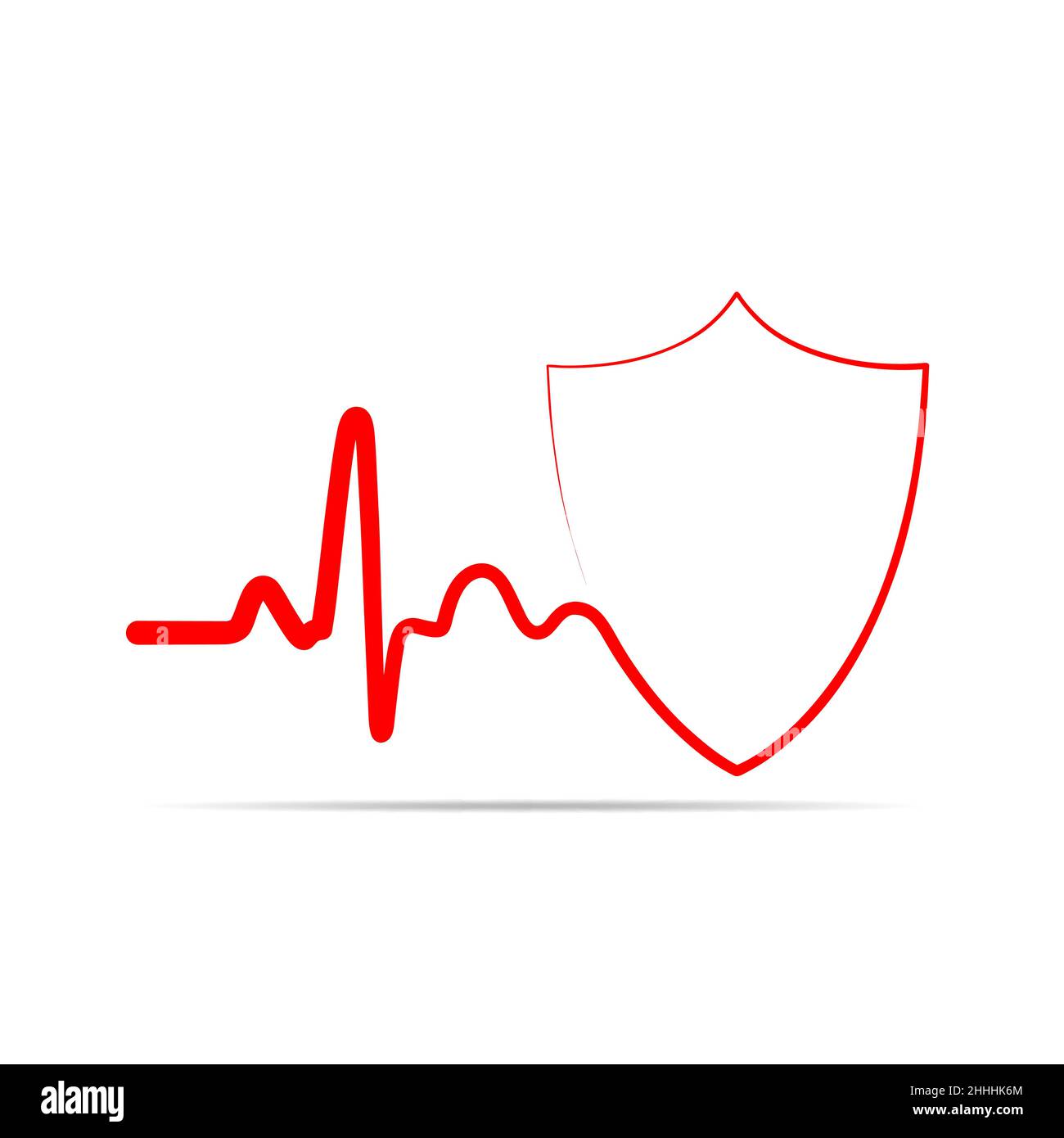 Shield icon with heartbeat sign, isolated. Vector illustration. Concept ...