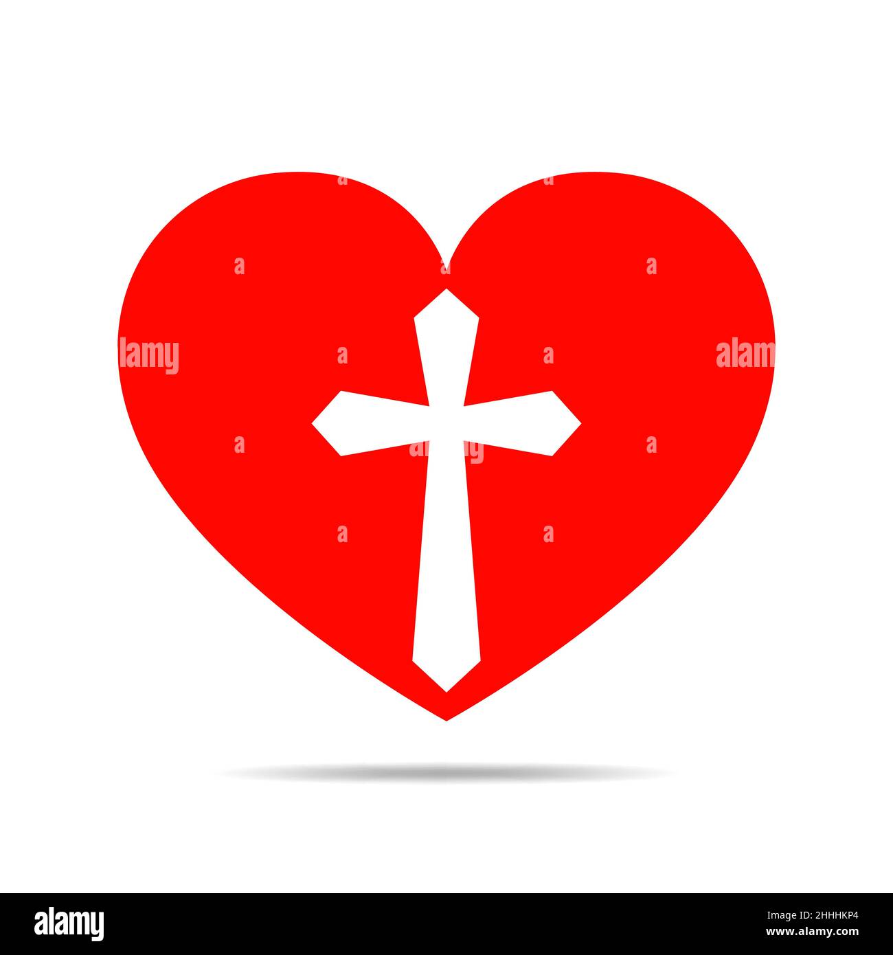 Heart with Christian cross. Red heart icon, isolated on white ...
