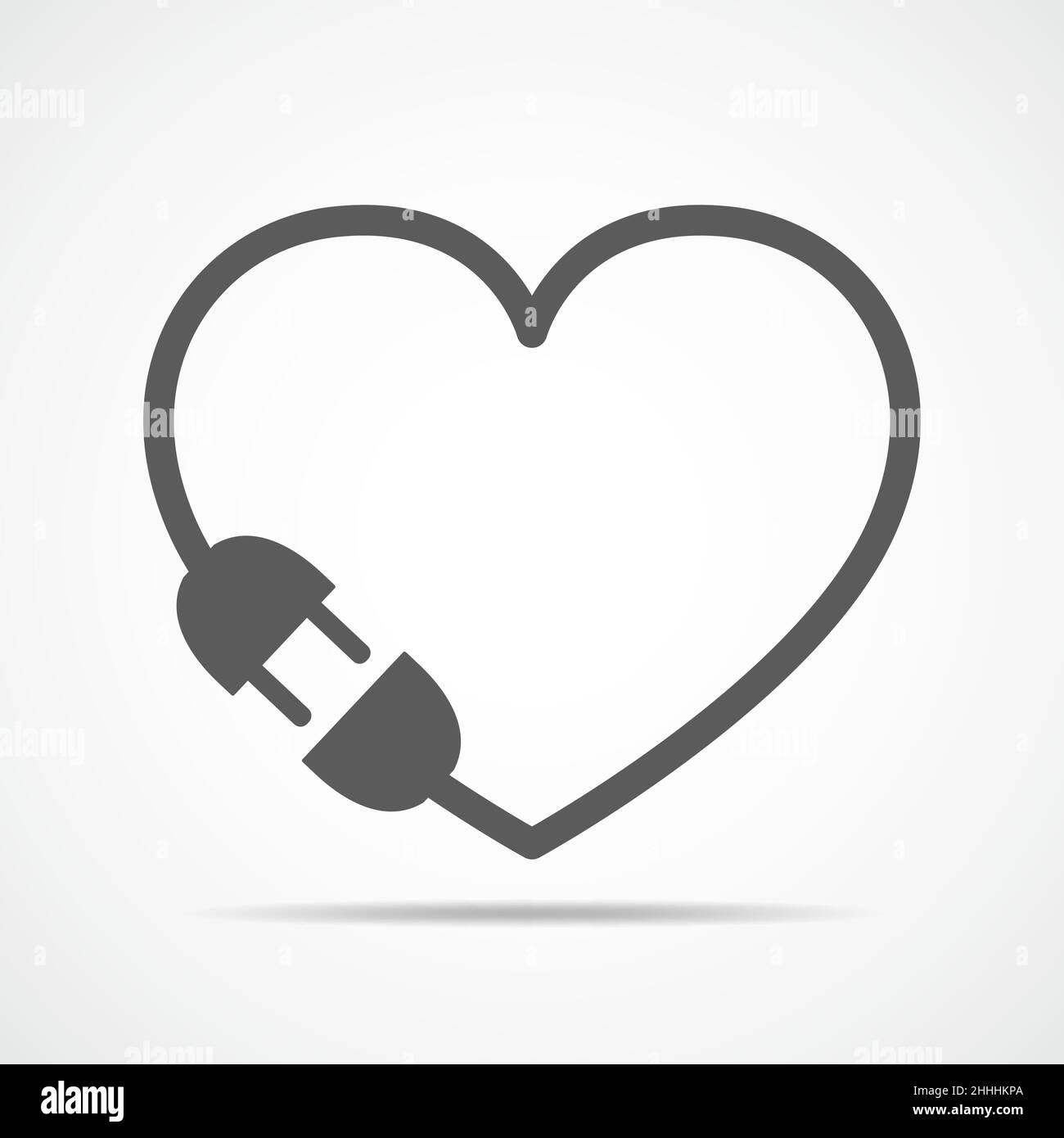 Electric cable, plug and socket in the form of the heart. Vector ...