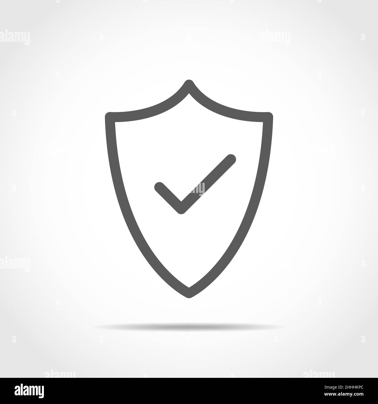 Shield with check mark in flat design, isolated on light background ...