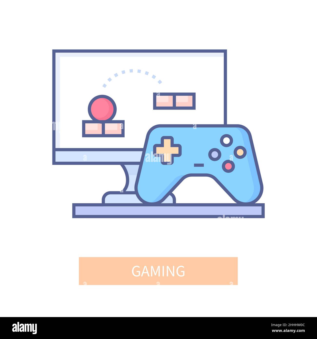 Gaming - modern colorful line design style icon on white background ...