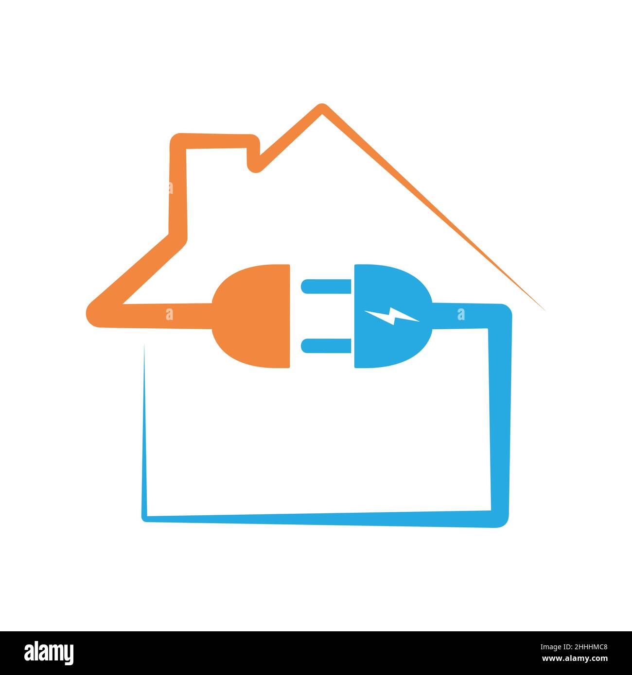 The outline of the house with socket and plug. Vector illustration ...