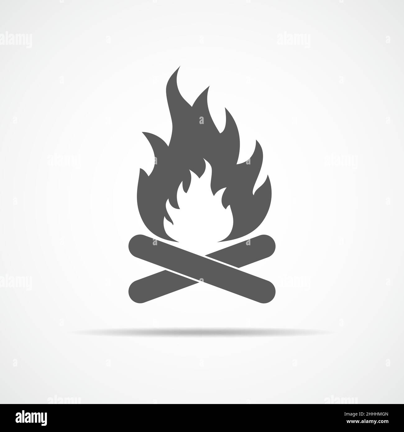 Bonfire icon in flat design. Vector illustration. Gray bonfire icon on ...