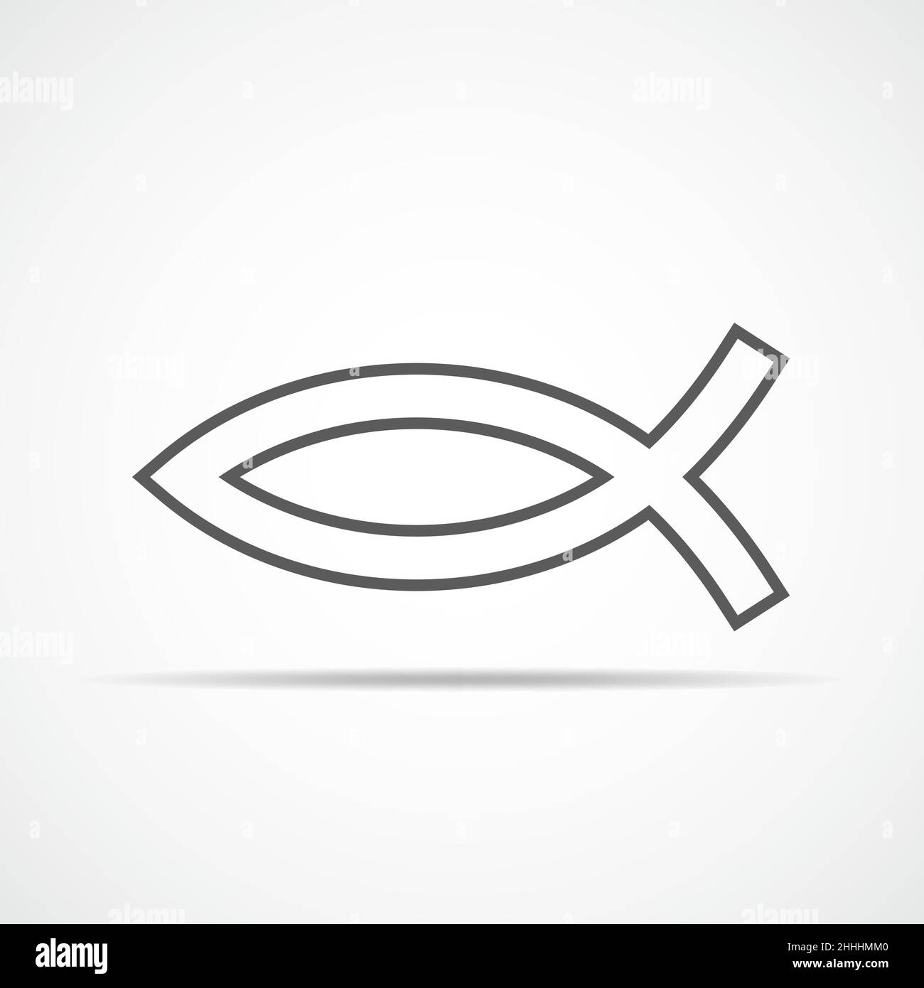 Christian fish icon in flat design. Vector illustration. Gray christian ...