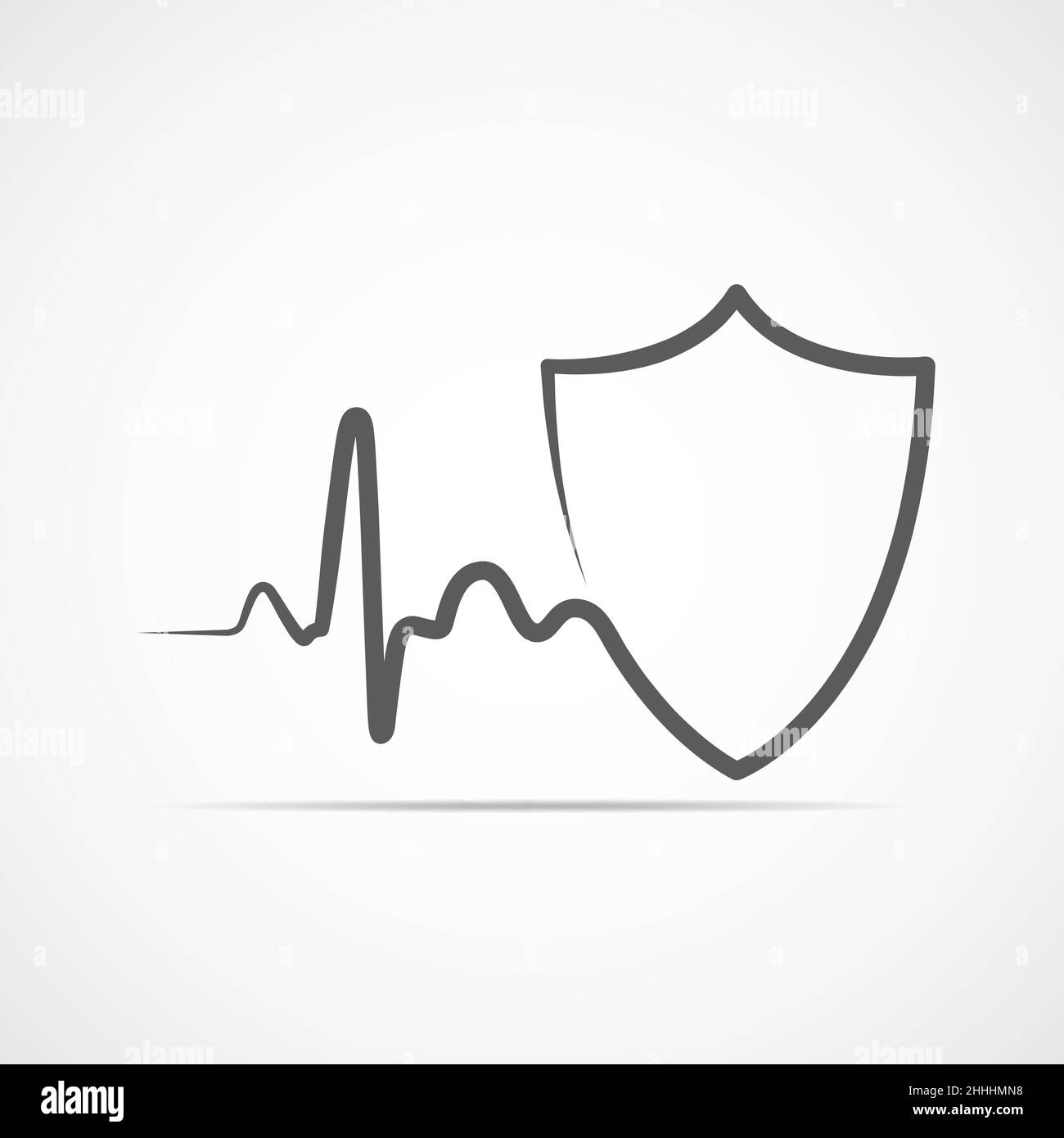 Shield icon with heartbeat sign, isolated. Vector illustration. Concept ...
