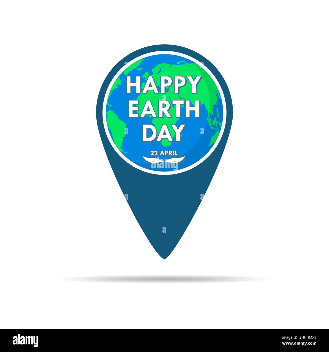 Pointer with a world map for 22 april, in flat design. Vector ...