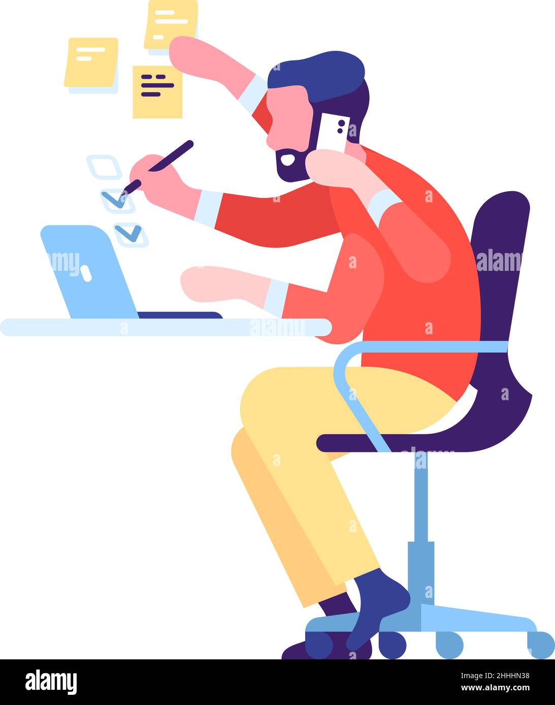Man Doing Many Tasks Stock Vector Images Alamy