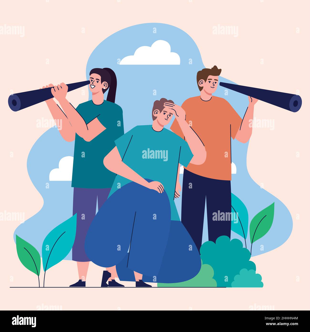 three persons searching characters Stock Vector Image & Art - Alamy