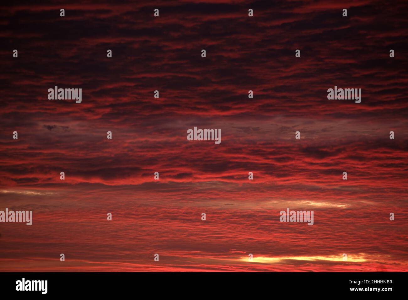Bright colorful sunset sky with vivid smooth clouds illuminated with ...