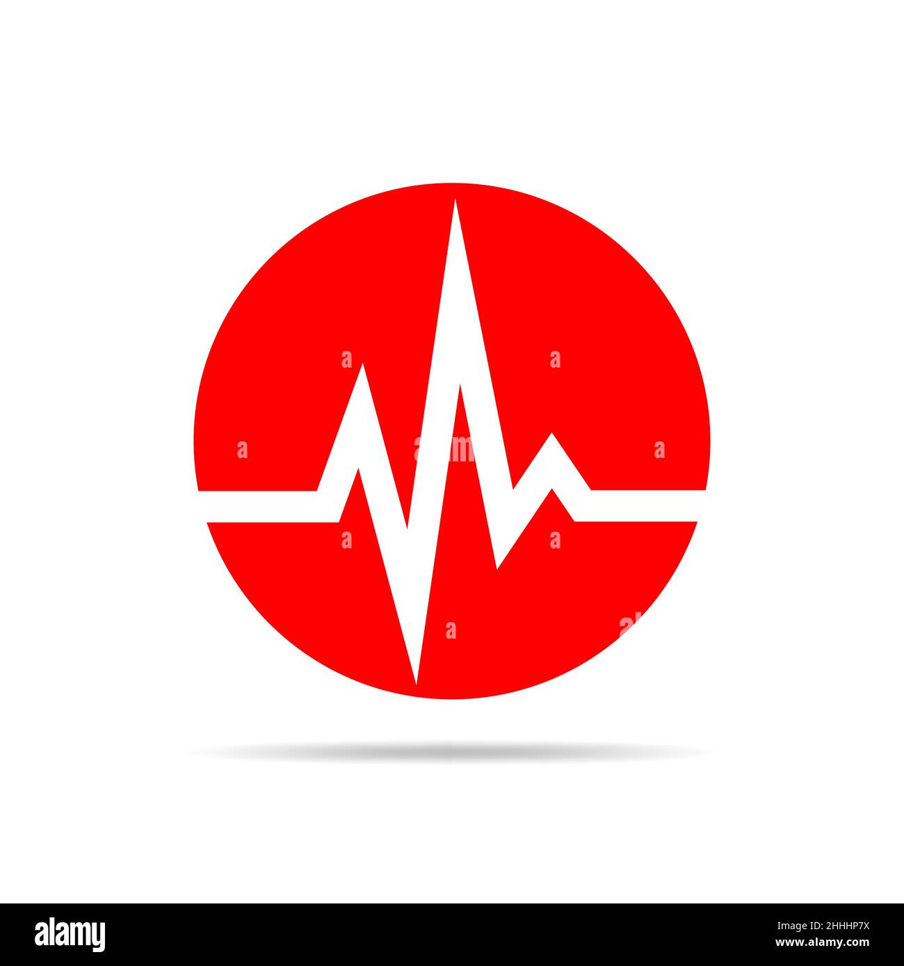 Red heartbeat sign in the circle. Vector illustration. Medical concept ...