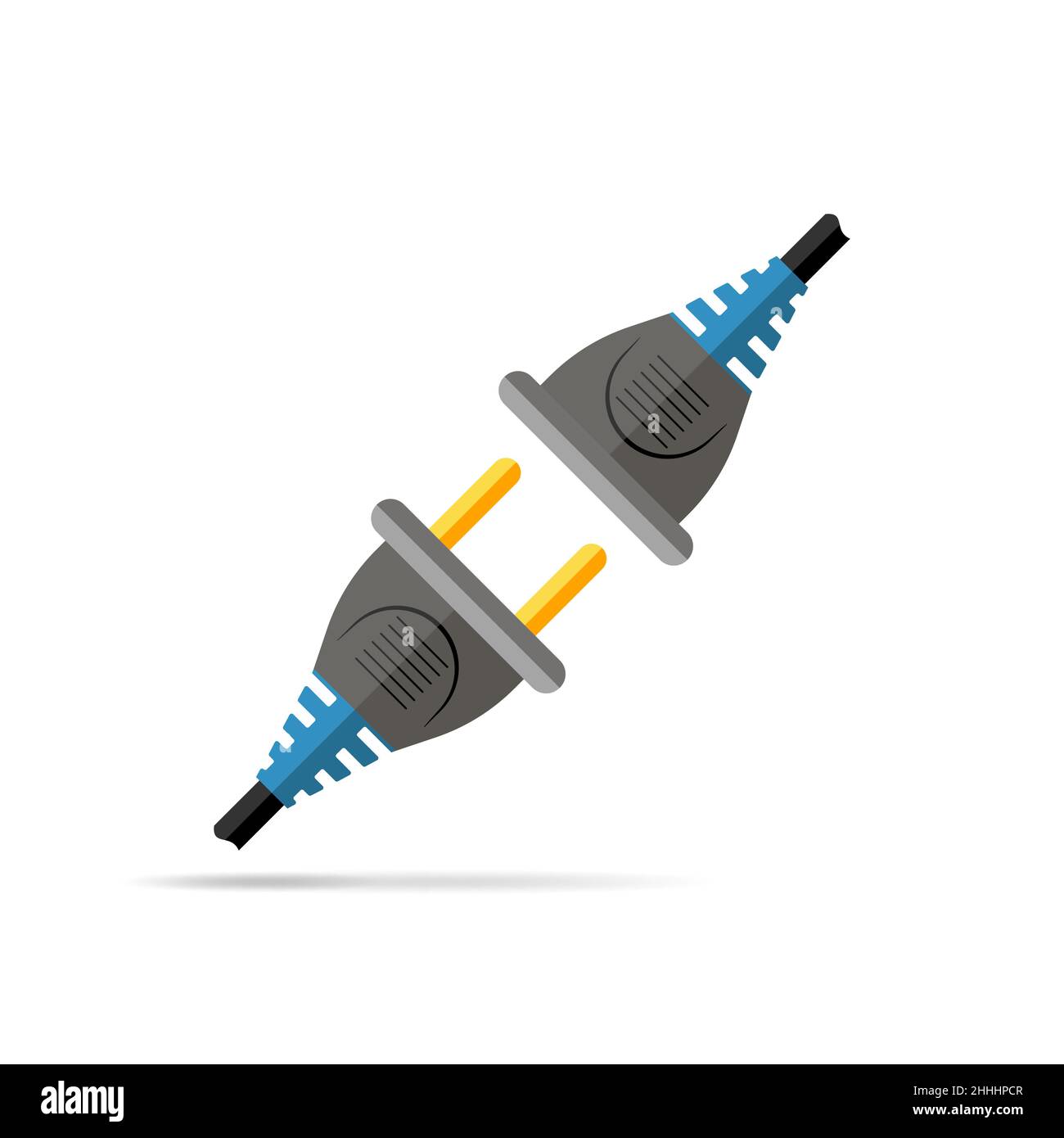 Wire plug and socket, isolated on white background. Vector illustration ...