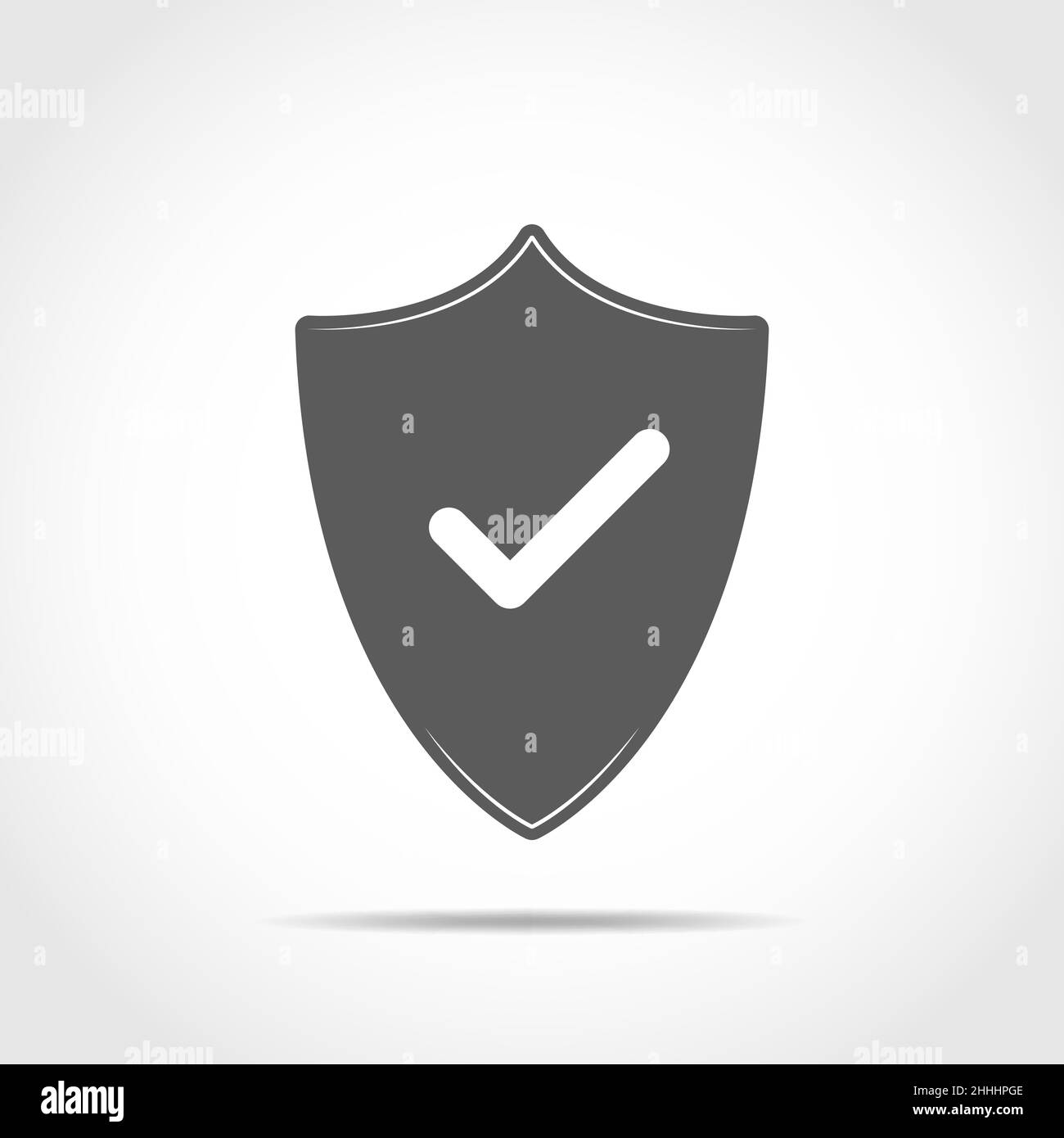 Shield with check mark in flat design, isolated on light background ...