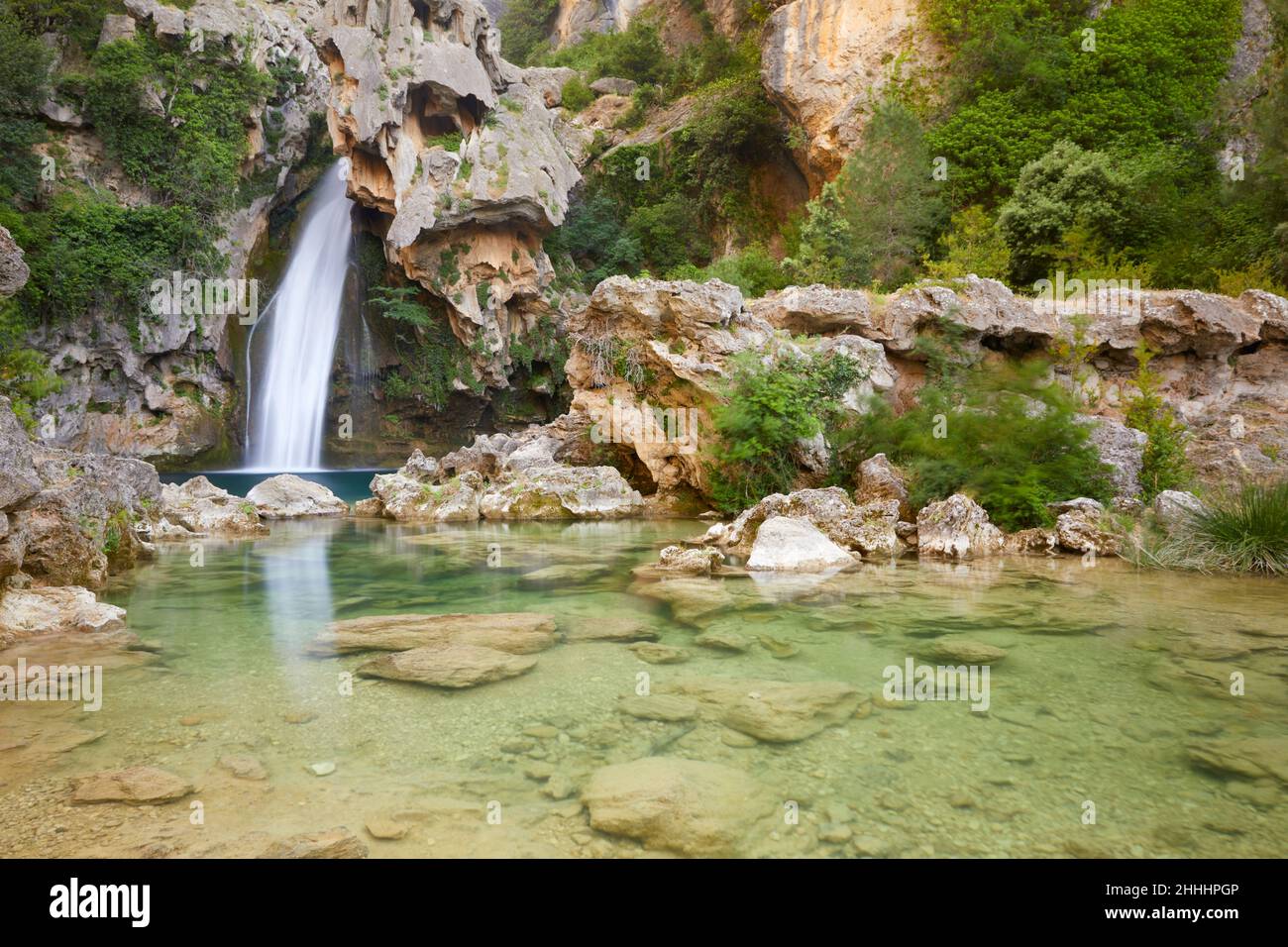 landscape with a waterfall at the borosa river Stock Photo - Alamy