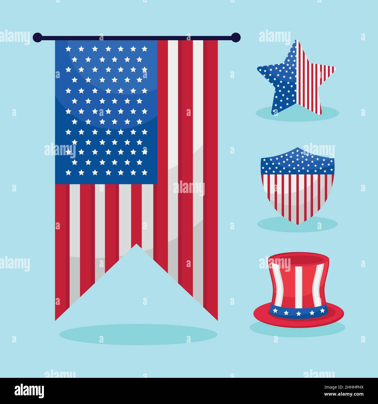 usa flags four items Stock Vector Image & Art - Alamy