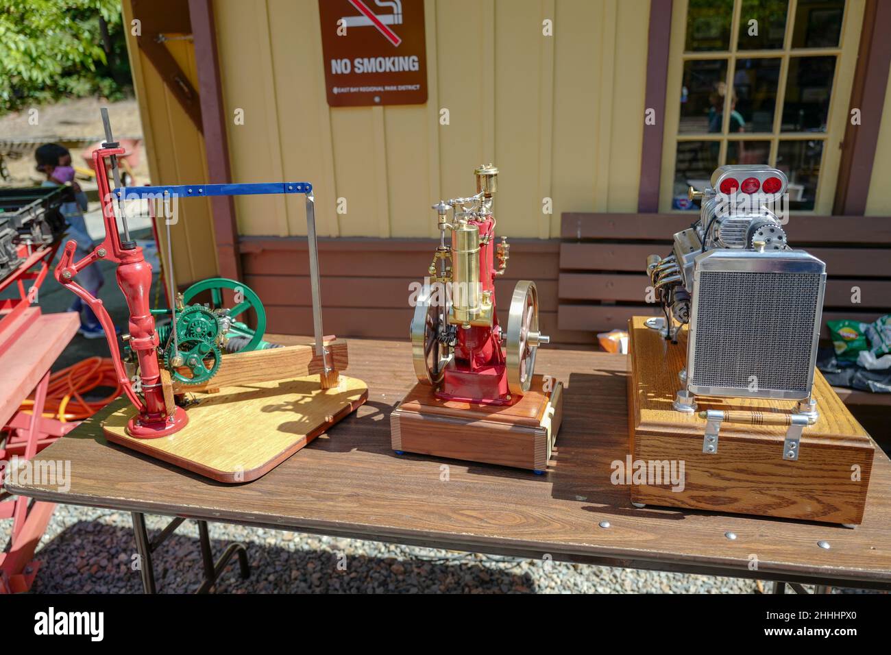 A display of scale model steam engines is visible at Golden Gate Live ...