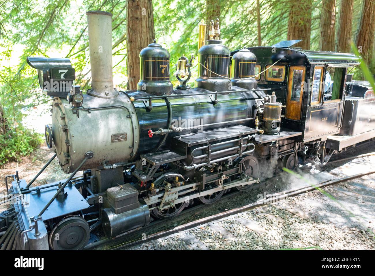 Number 7 locomotive at the Redwood Valley Railroad, a functioning small ...
